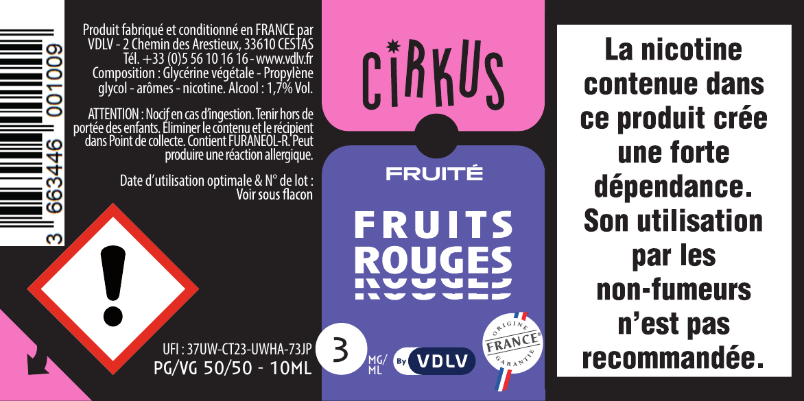 E-liquide français Fruits Rouges CirKus | VDLV