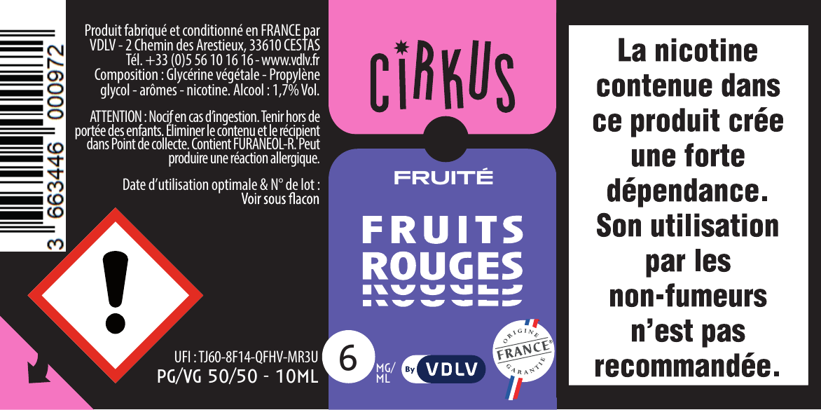 E-liquide français Fruits Rouges CirKus | VDLV