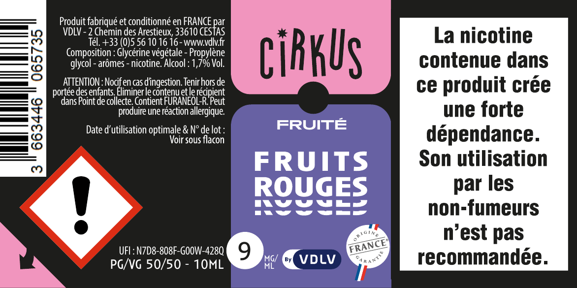 E-liquide français Fruits Rouges CirKus | VDLV
