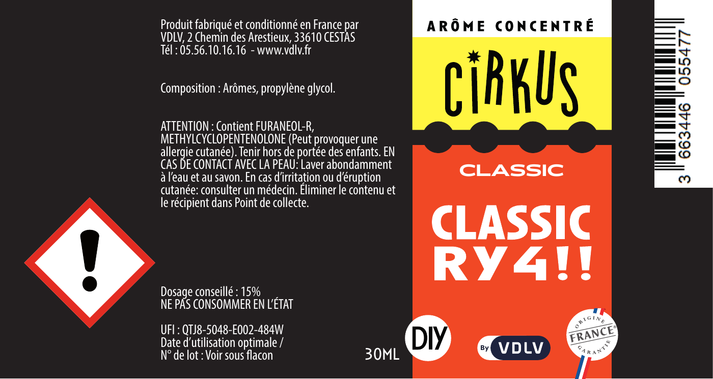 DIY | Arôme concentré Classic RY4 30ml CirKus | VDLV